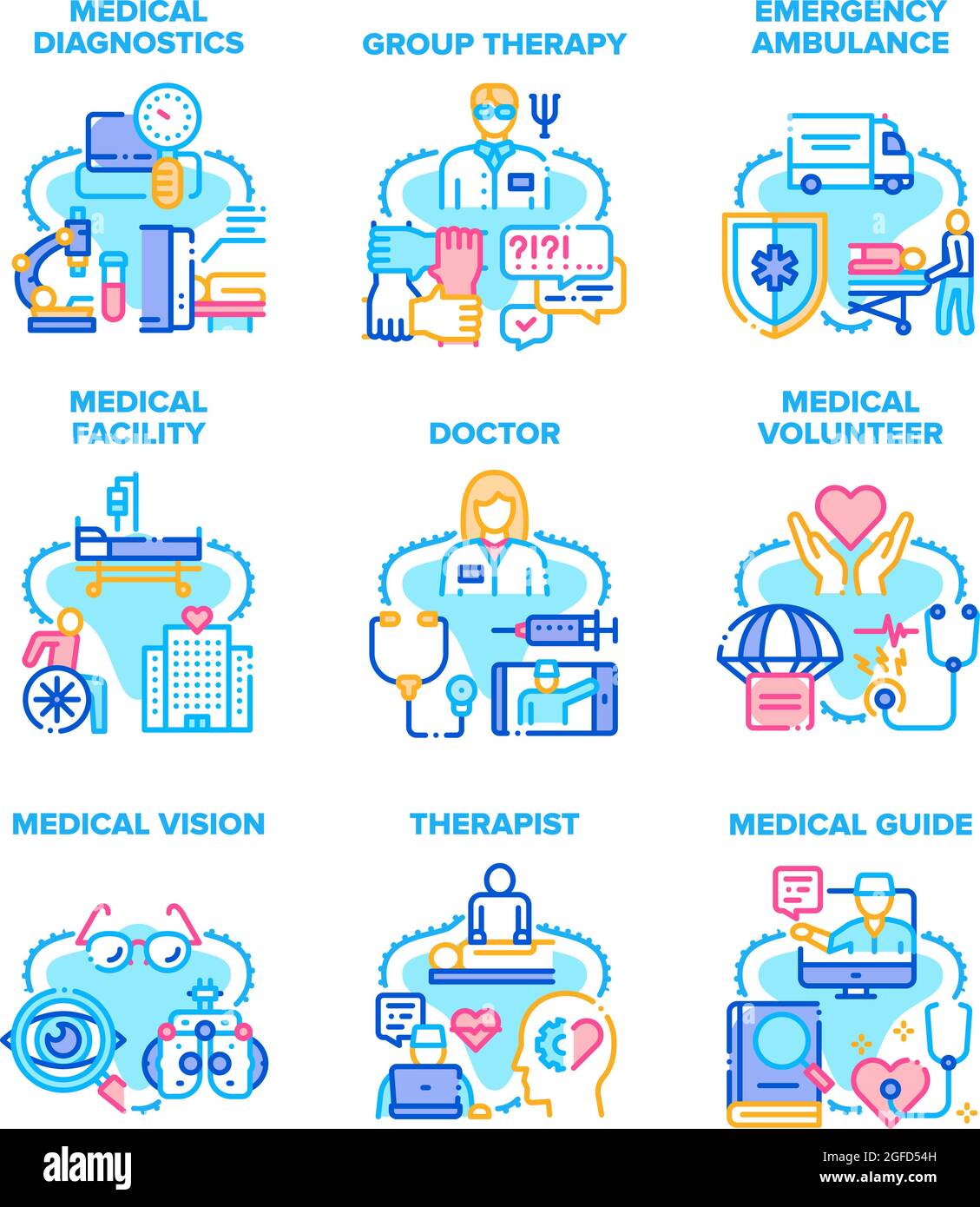 Medical Therapy Set Icons Vector Illustrations Stock Vector Image & Art ...