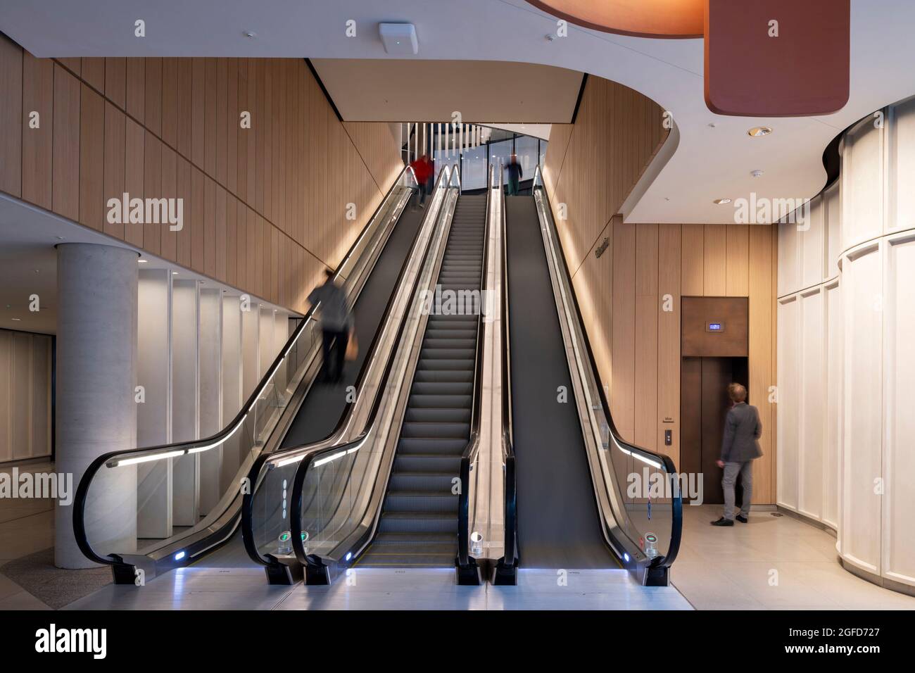 Entrance Lobby with escalator. 100 Liverpool Street, London, United ...