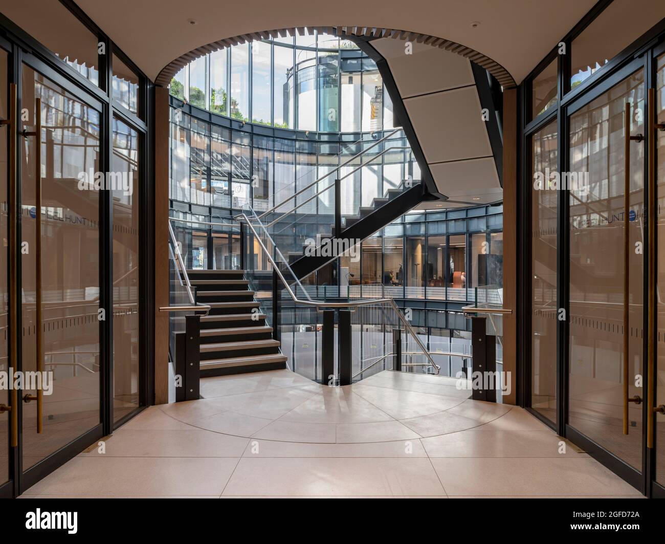 Lift Lobby with view into Atrium. 100 Liverpool Street, London, United ...