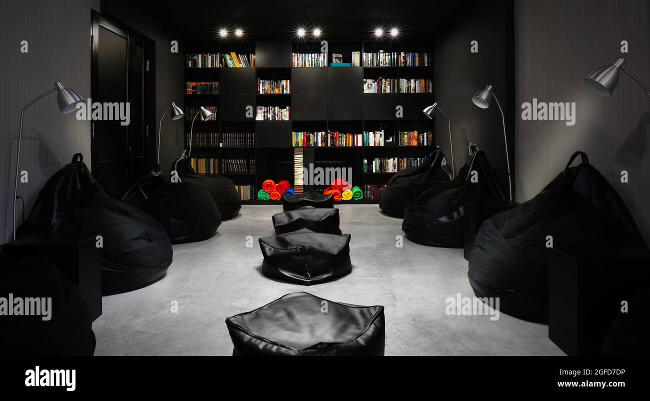 Contemporary design of library interior Stock Photo - Alamy