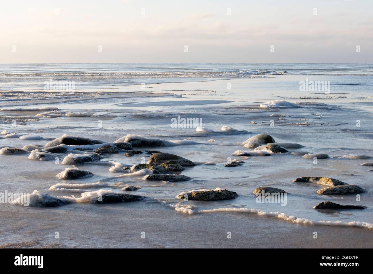 Frozen coastline, ice, ice covered rocks, northern seascape Stock Photo ...