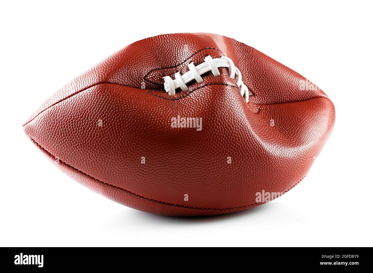 Deflated football ball on white background Stock Photo - Alamy