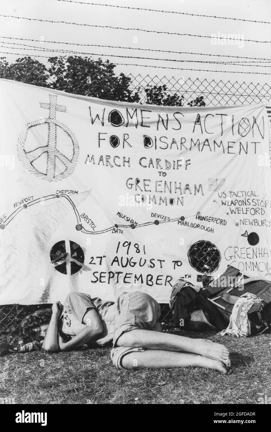 Greenham Common Peace Camp, Day 1. Arriving at Greenham after marching ...