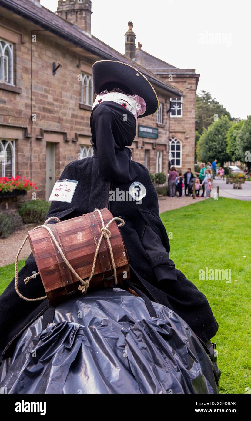Ripley, North Yorkshire, 25th August 2021. One of the scarecrow pigs at ...