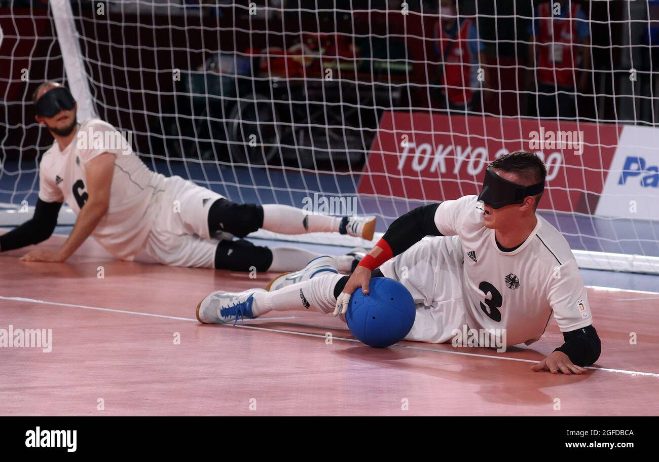 Tokyo, Japan. 25th Aug, 2021. Paralympics: Goalball, men, Group B ...