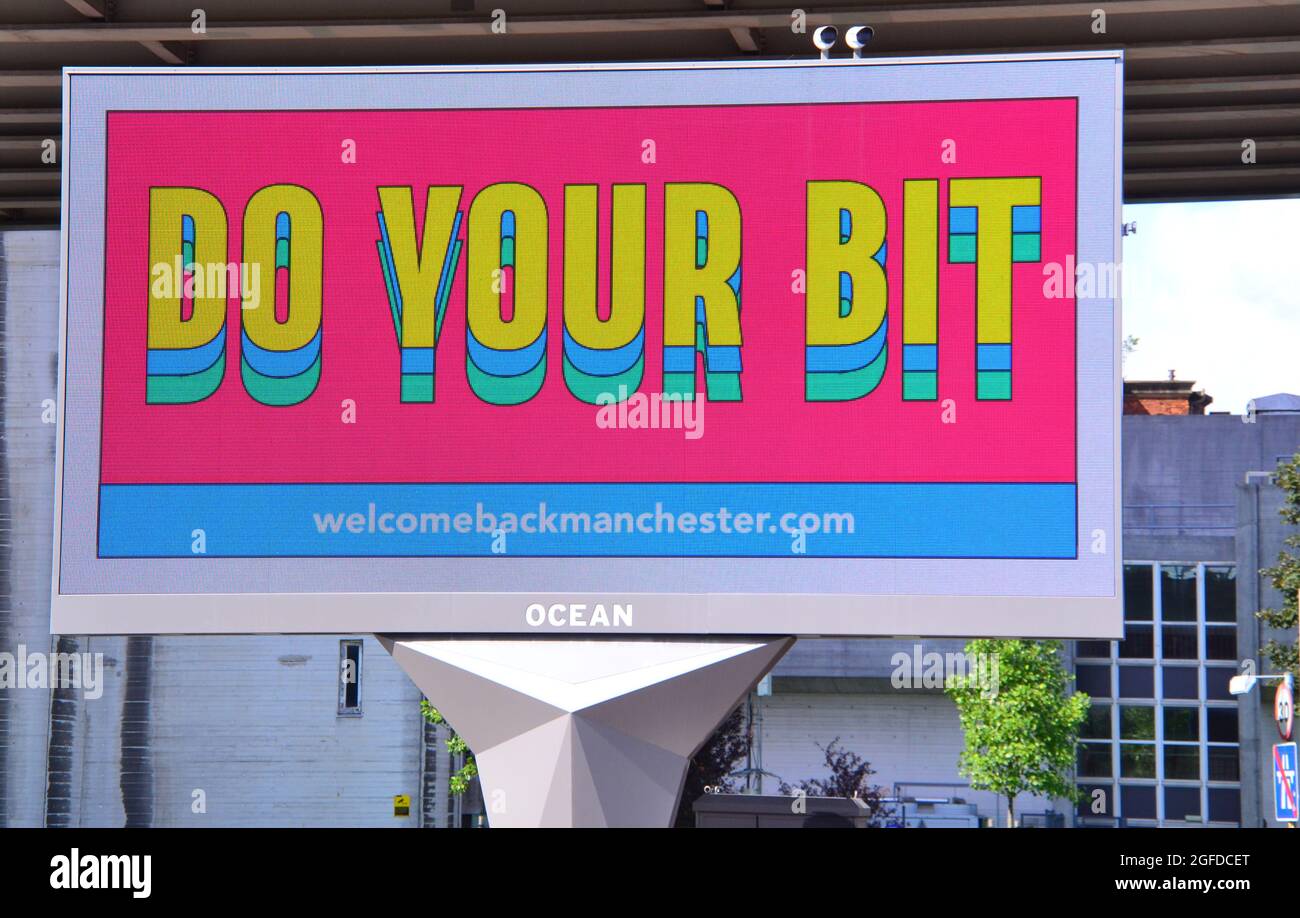 A large billboard or advertising poster in central Manchester, England ...