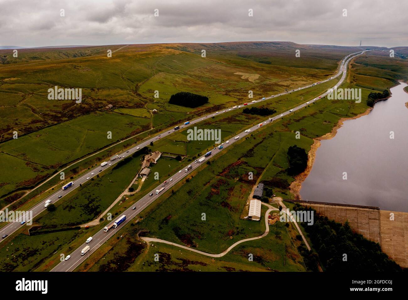 Rishworth Moor Motorway Ainley Top M62 Stott Hall Farm Aerial Birds Eye ...