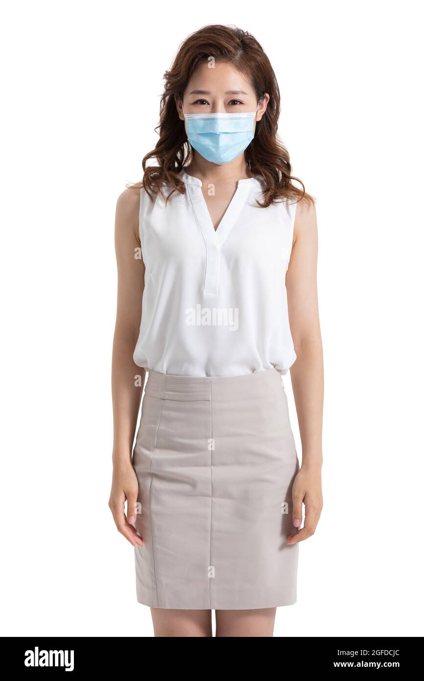 Surgical face mask woman Cut Out Stock Images & Pictures - Alamy