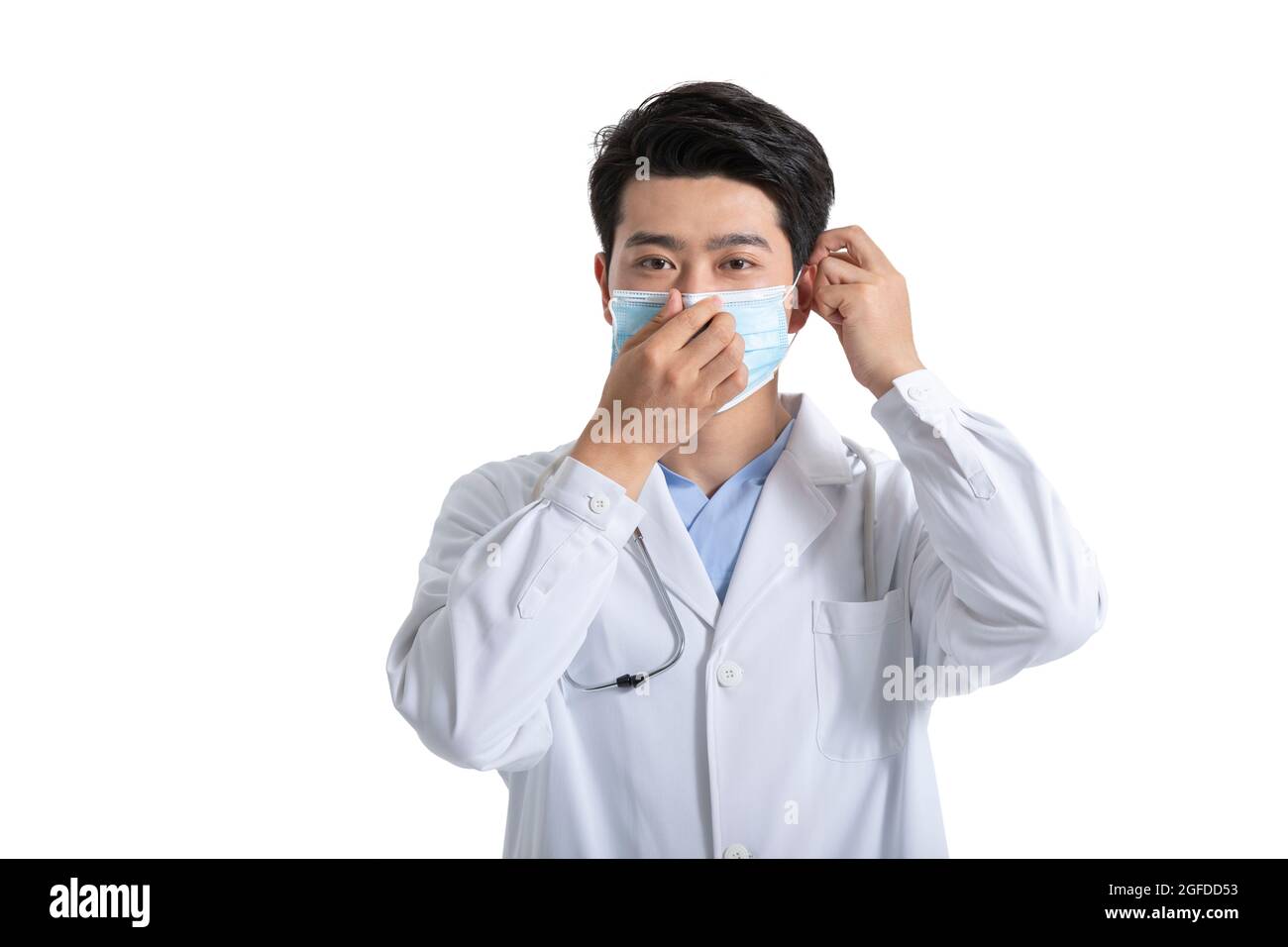 Man wearing surgical mask stethoscope hi-res stock photography and ...