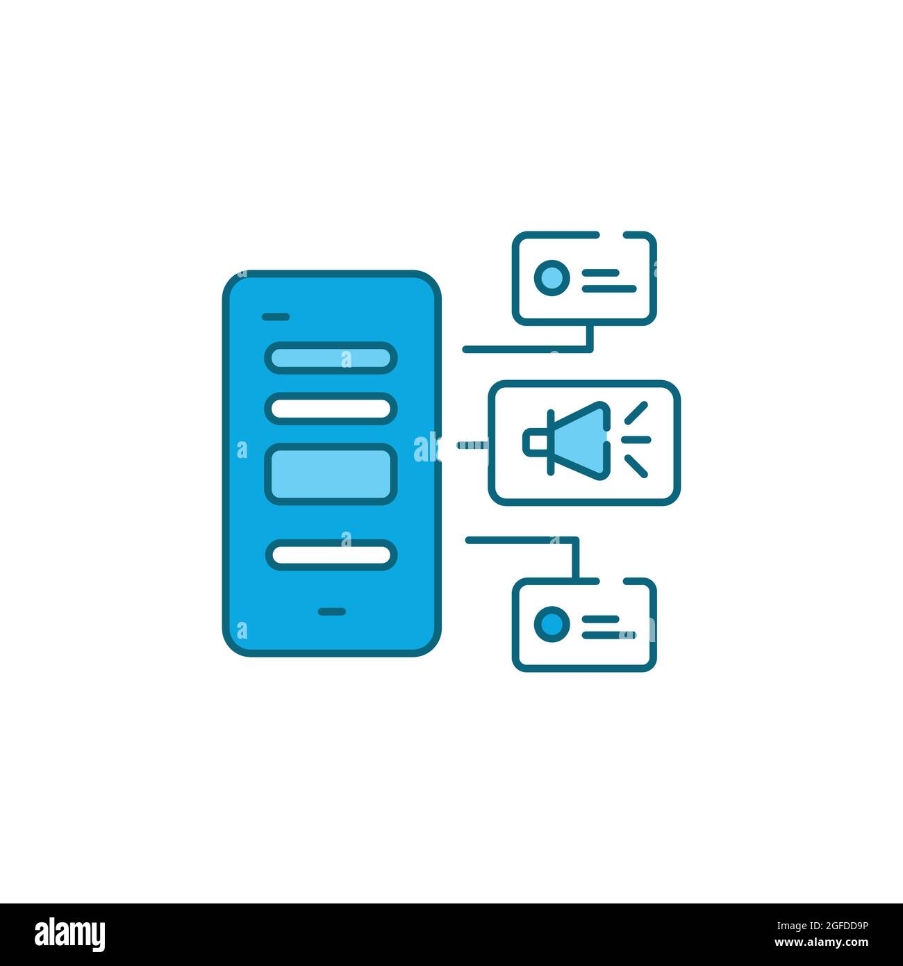 Notification configuration color line icon. Adding push notification ...
