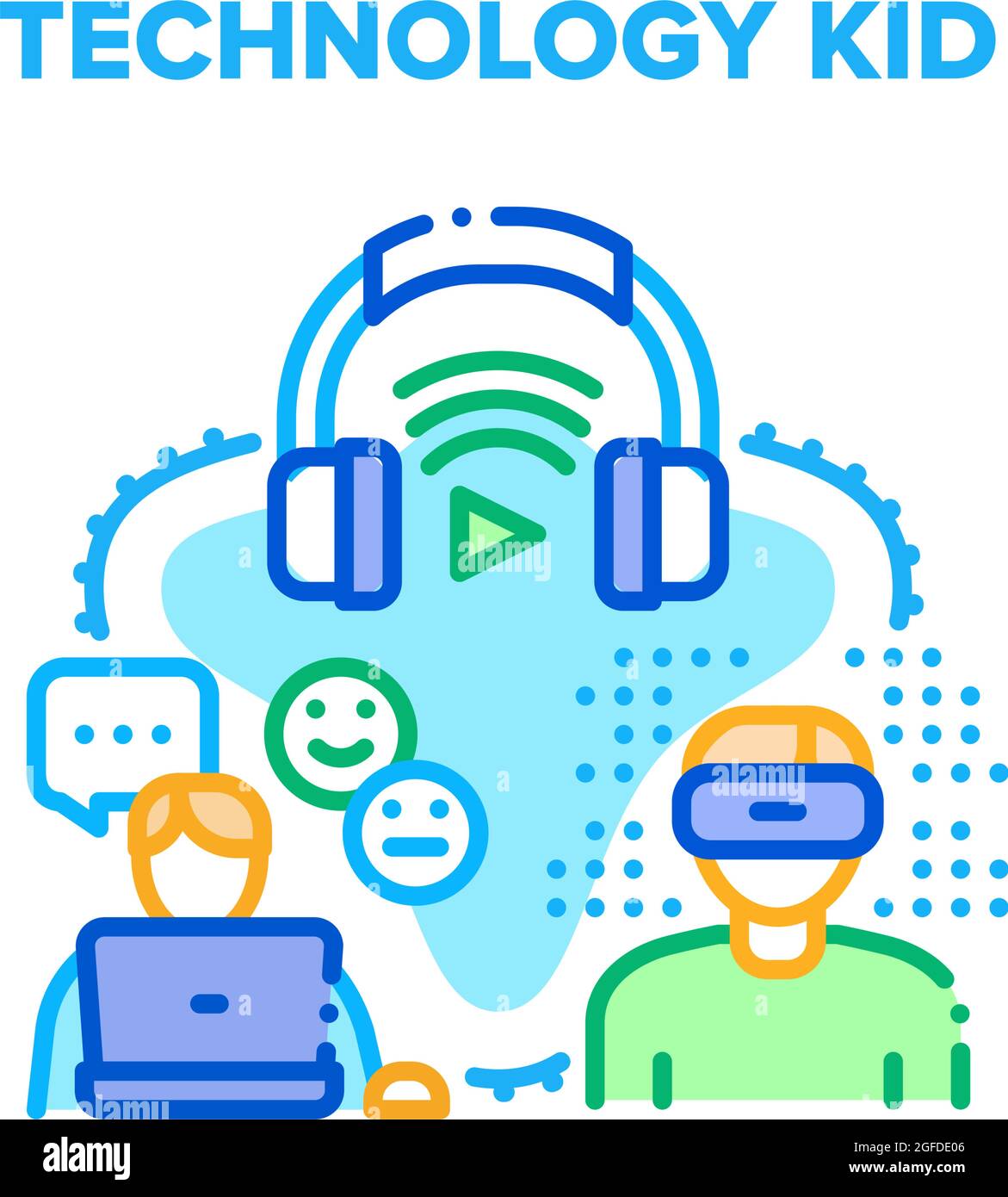 Technology Kid Vector Concept Color Illustration Stock Vector Image ...