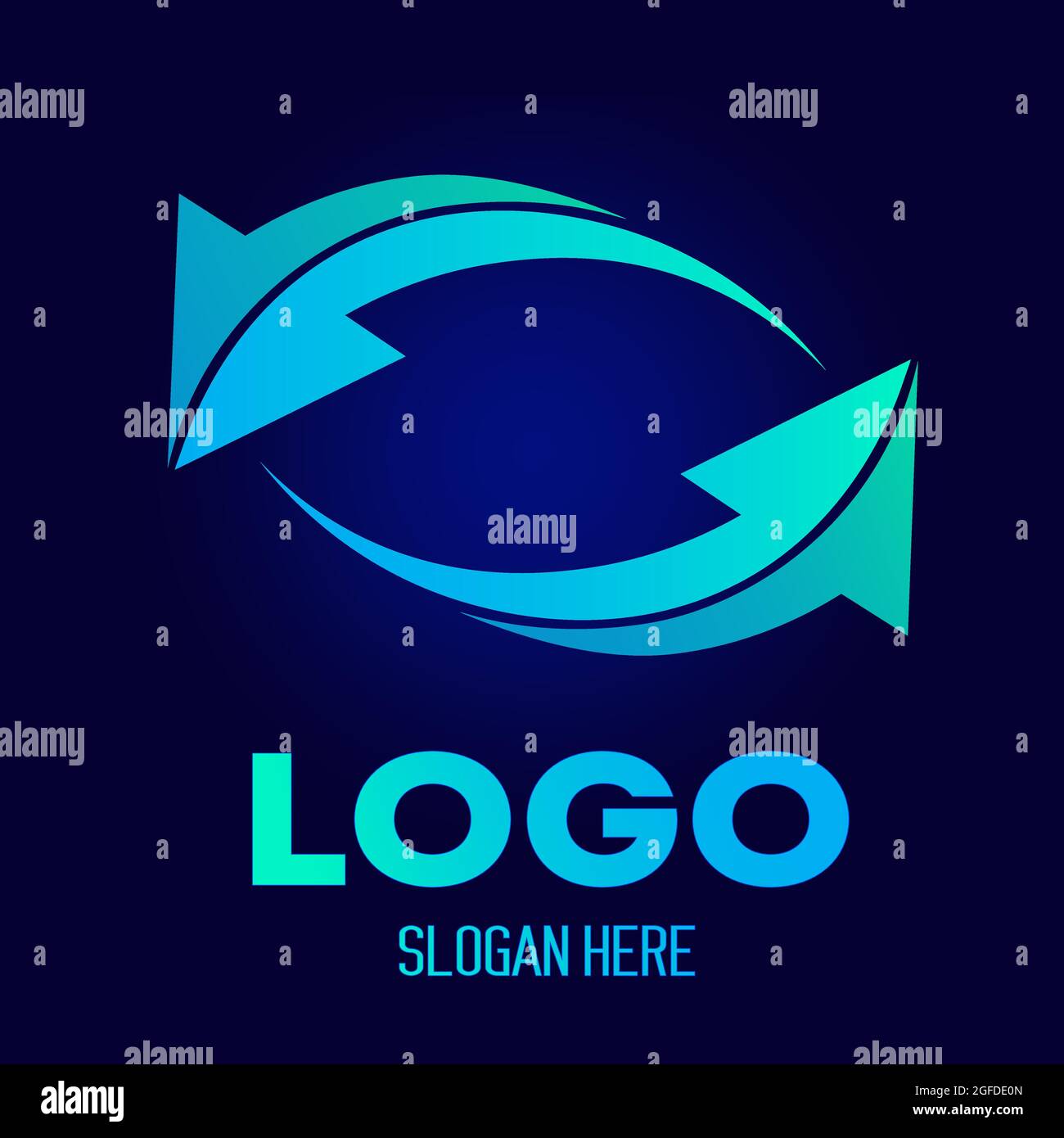 Vector illustration of abstract logo design for business on blue ...