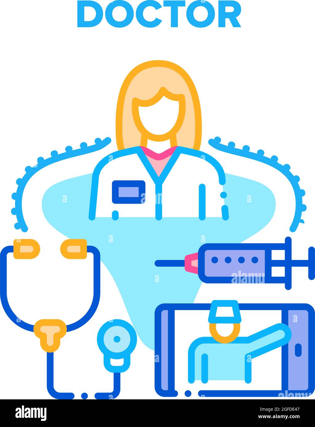 Doctor Worker Vector Concept Color Illustration Stock Vector Image ...