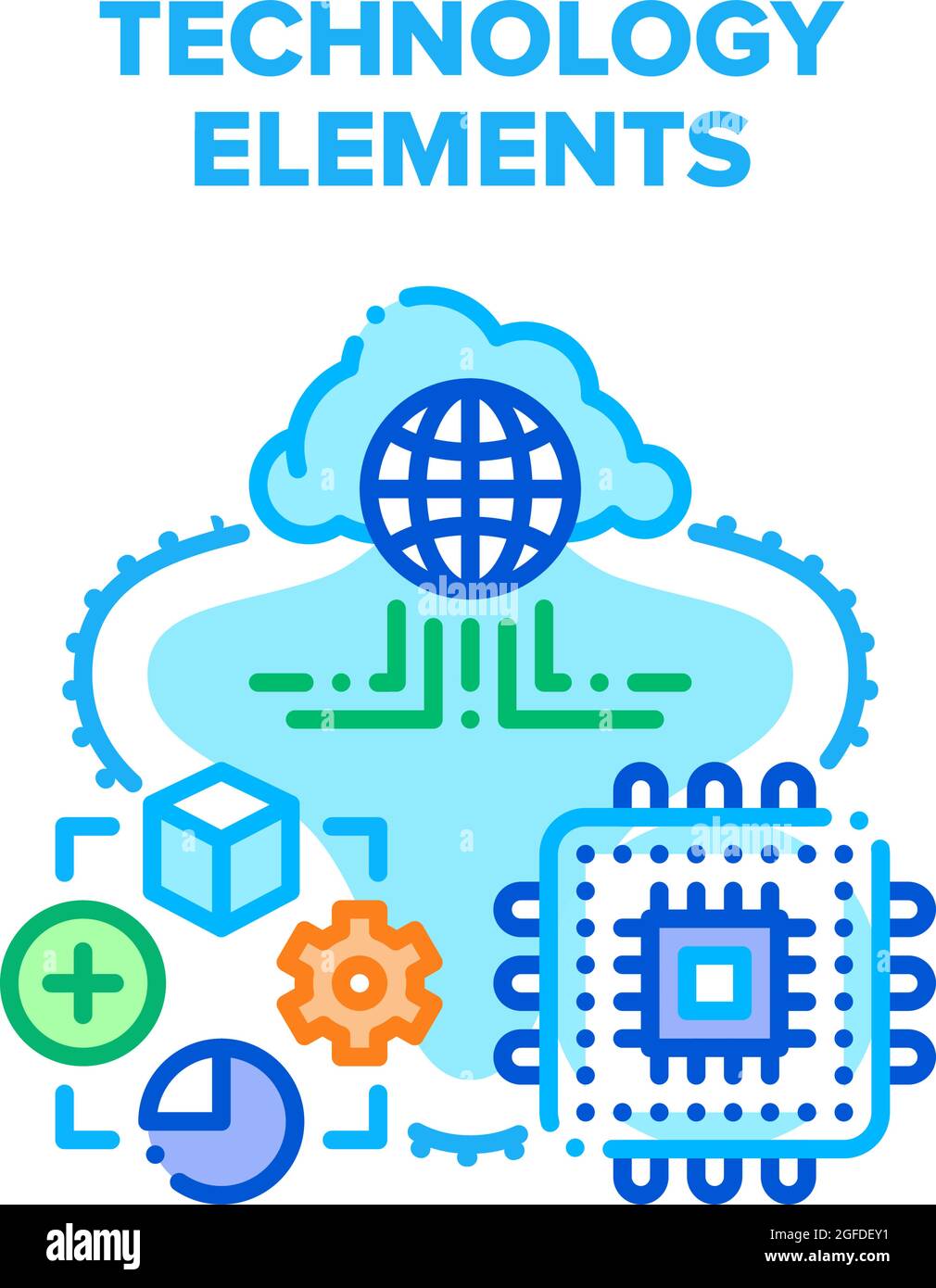 Technology Elements Vector Concept Color Illustration Stock Vector ...