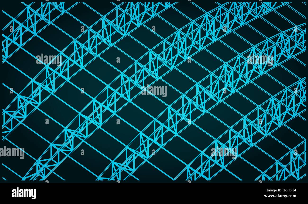 Stylized vector illustration of hangar support structures close up ...