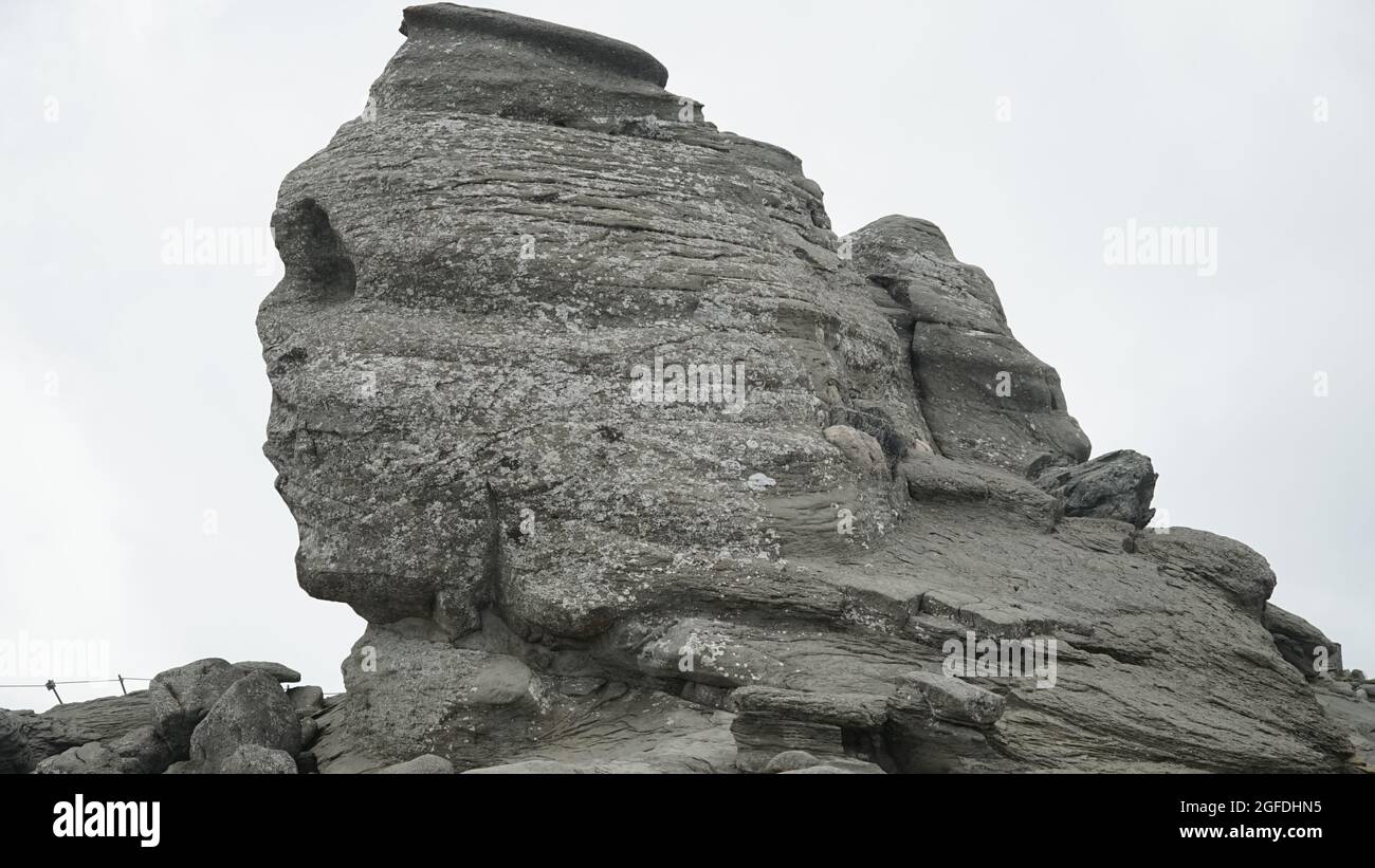 View of Bucegi Sphinx in Romania Stock Photo - Alamy
