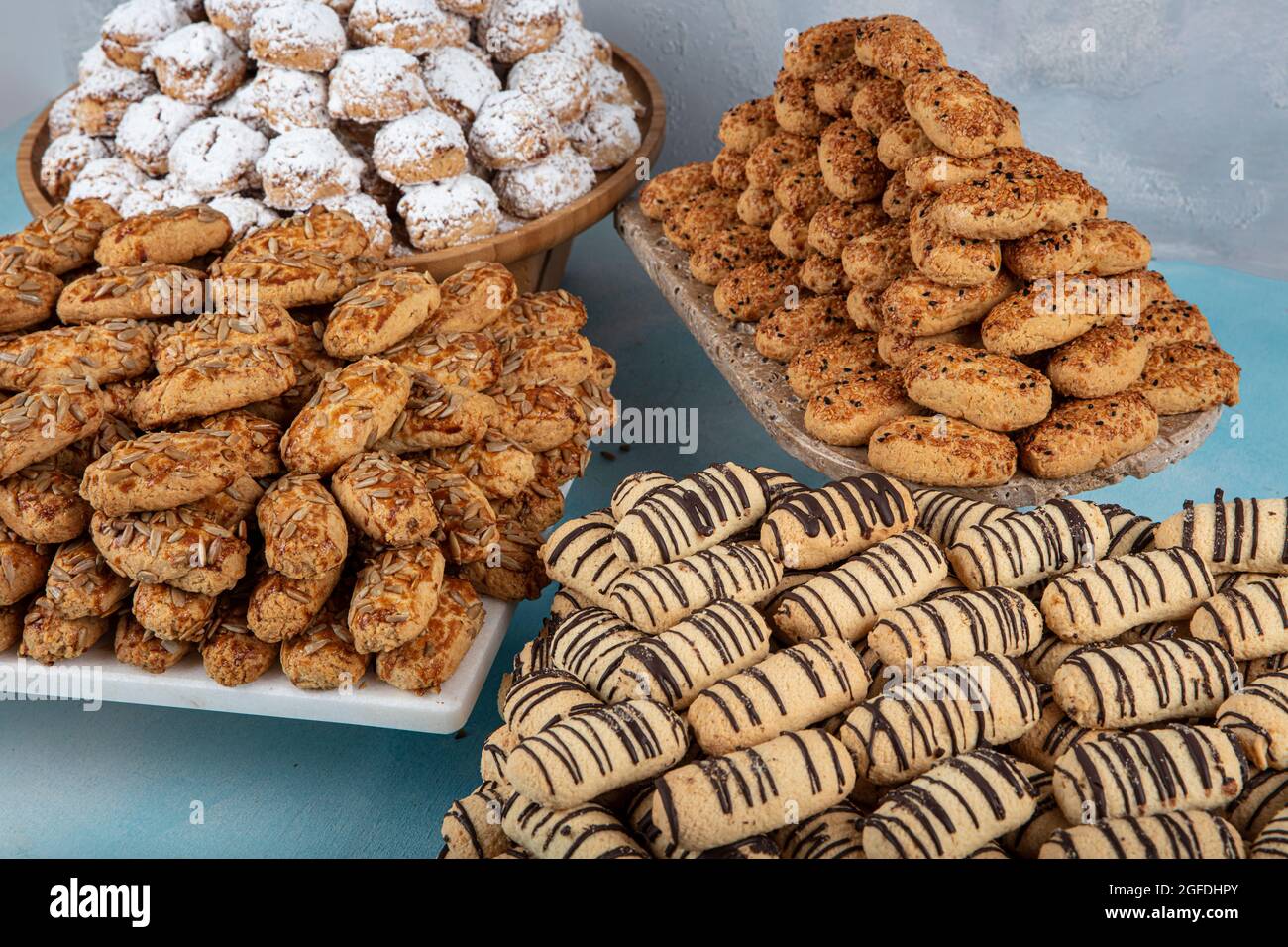 Turkish Cuisine; Crispy fresh biscuits. Cookies are offered for sale at ...