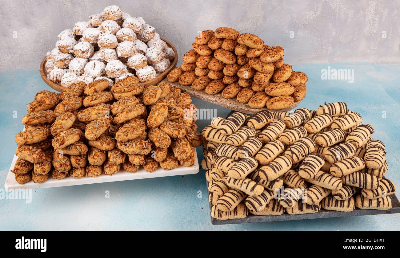 Turkish Cuisine; Crispy fresh biscuits. Cookies are offered for sale at ...