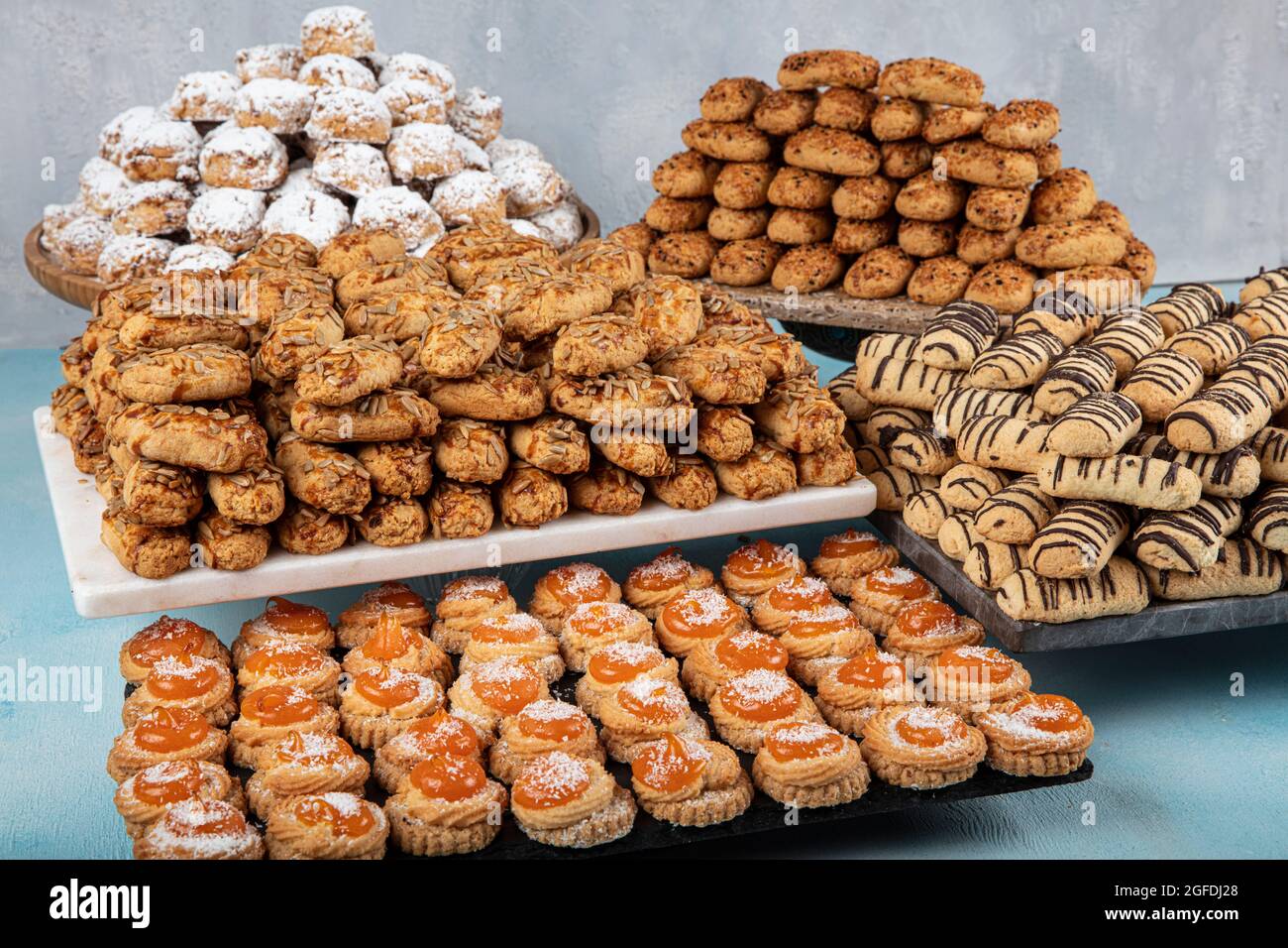 Turkish Cuisine; Crispy fresh biscuits. Cookies are offered for sale at ...