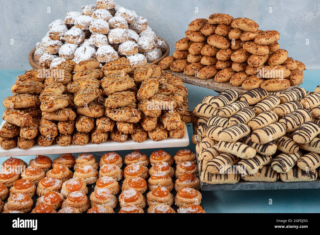 Turkish Cuisine; Crispy fresh biscuits. Cookies are offered for sale at ...