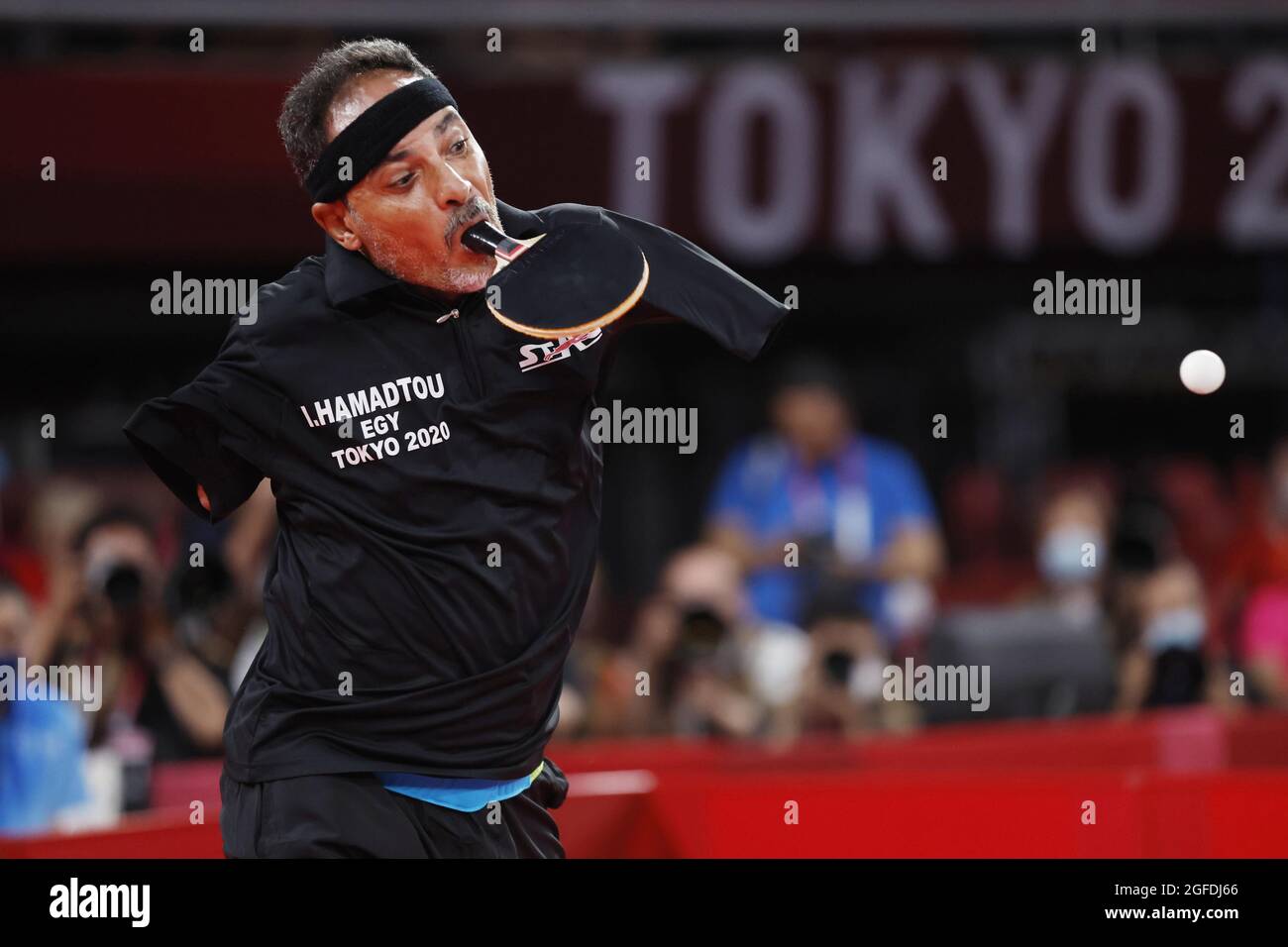 Tokyo, Japan, Aug. 25, 2021, Egypt's Ibrahim Elhusseiny Hamadtou plays ...