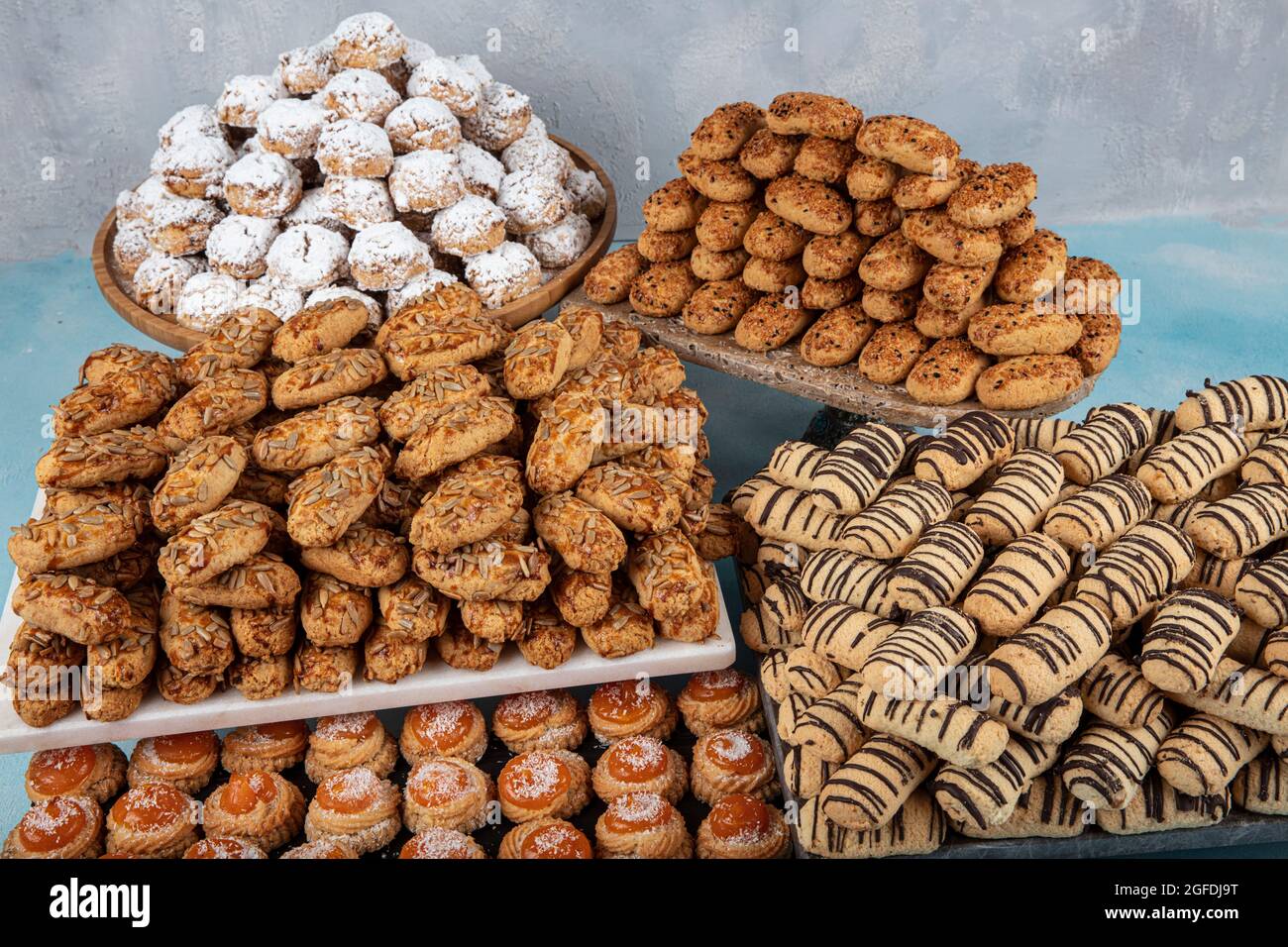Turkish Cuisine; Crispy fresh biscuits. Cookies are offered for sale at ...