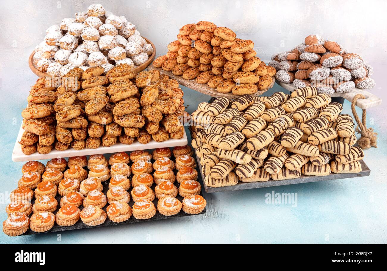 Turkish Cuisine; Crispy fresh biscuits. Cookies are offered for sale at ...
