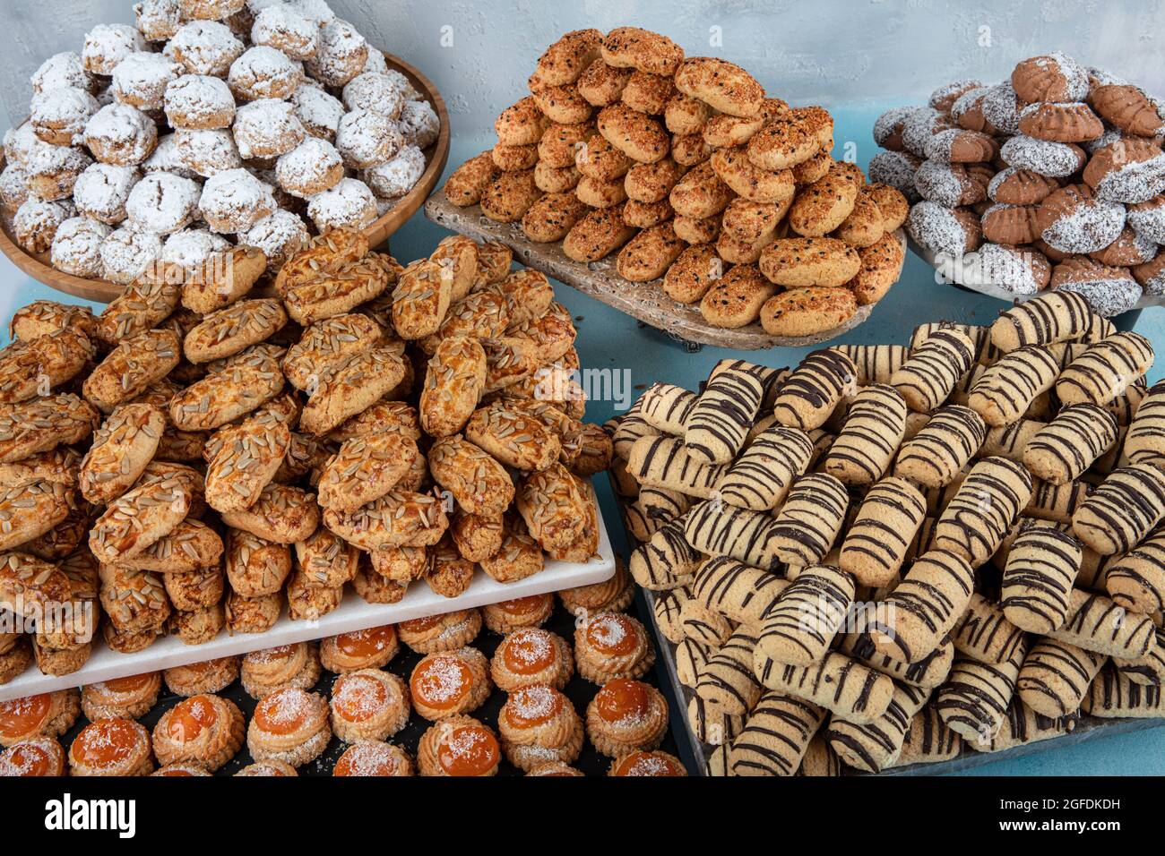 Turkish Cuisine; Crispy fresh biscuits. Cookies are offered for sale at ...