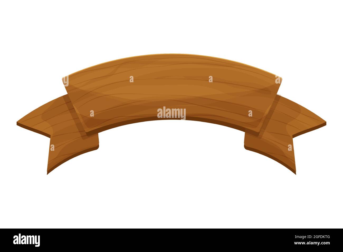 Wooden rustic banner, ribbon in cartoon style isolated on white ...