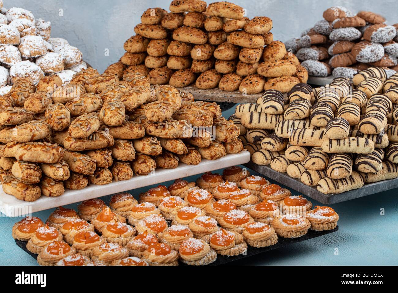 Turkish Cuisine; Crispy fresh biscuits. Cookies are offered for sale at ...