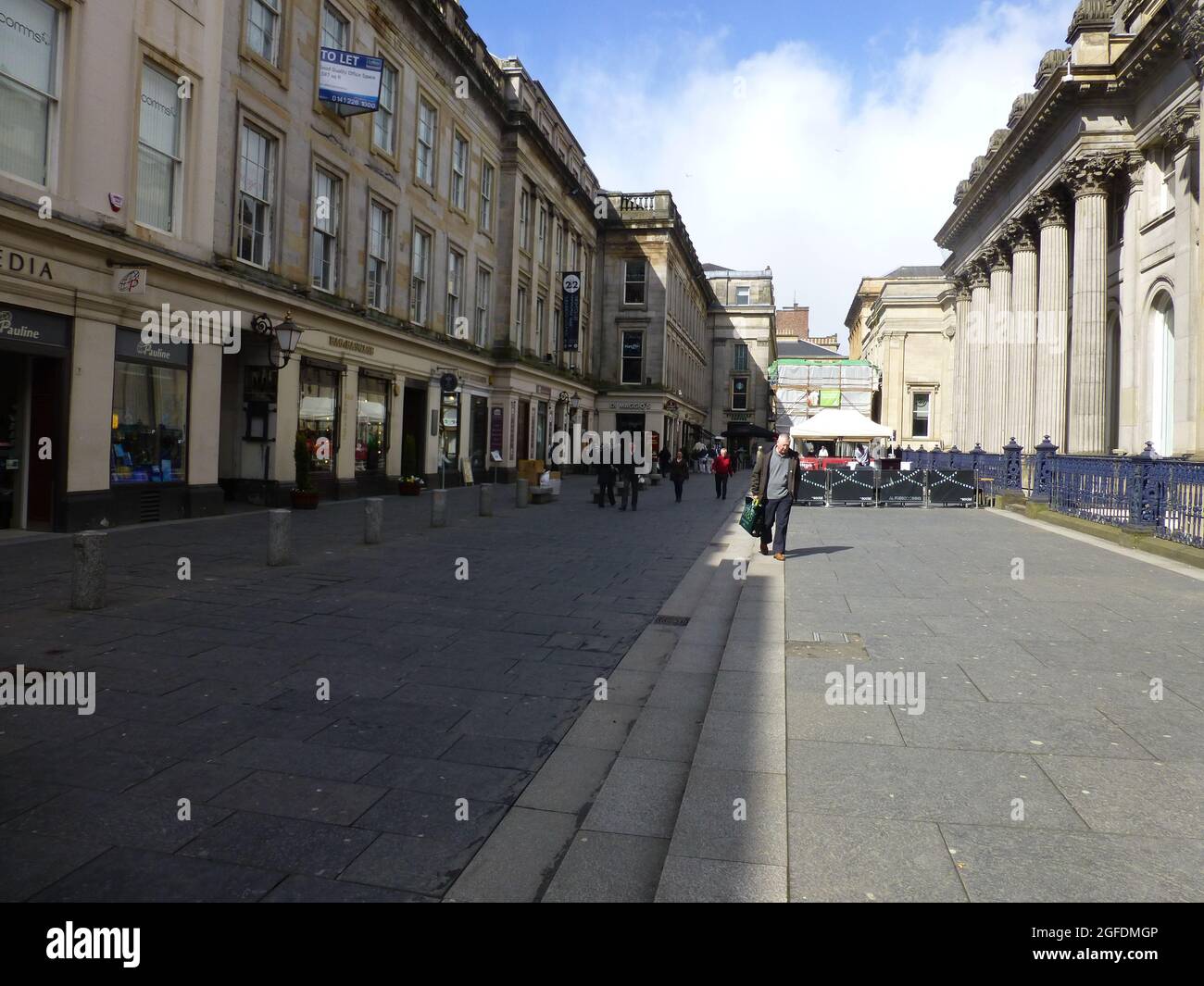 Glasgow Scotland main street shopping outside pillars famous restaurant ...