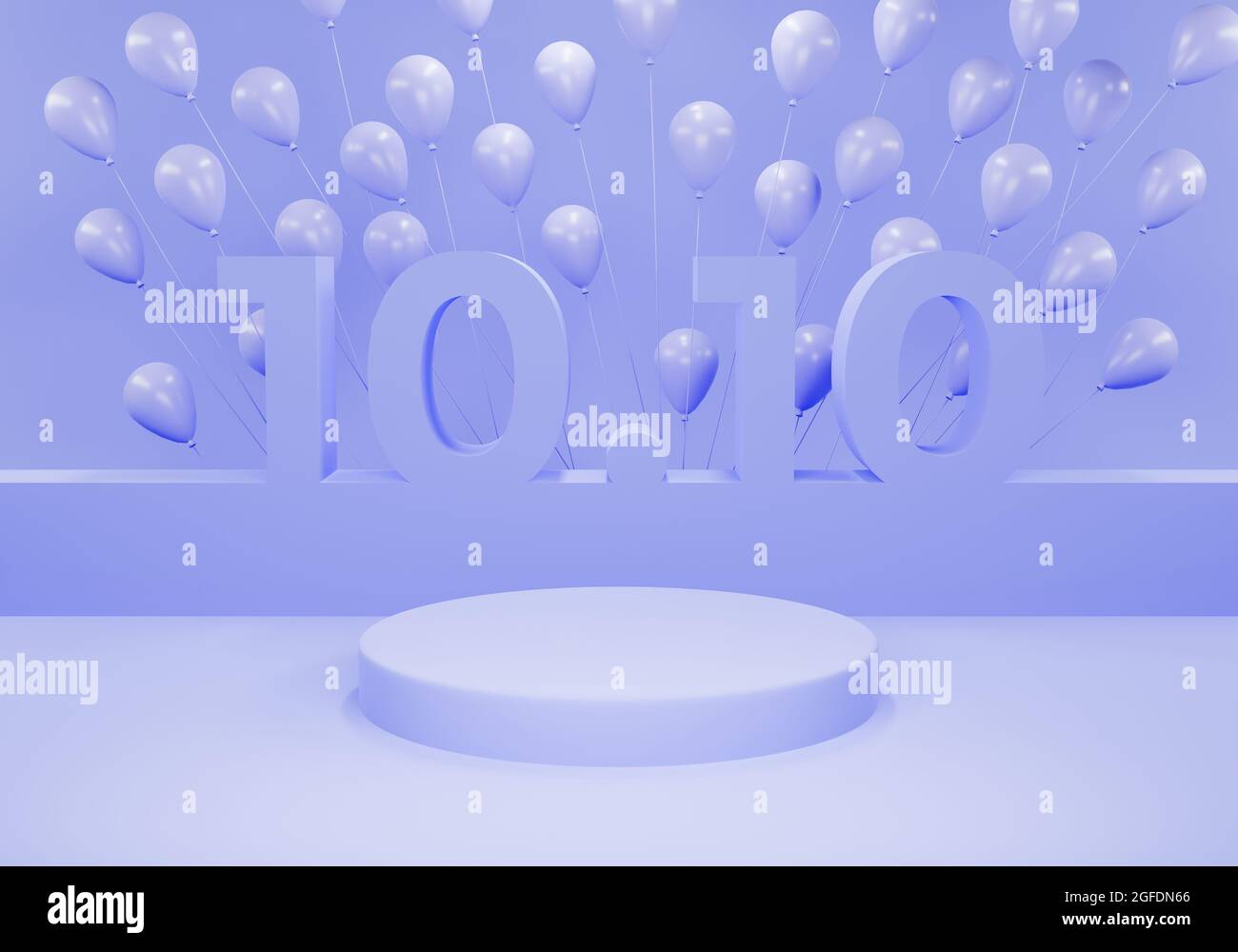 Realistic 1010 background. Display podium with balloons isolated blue ...