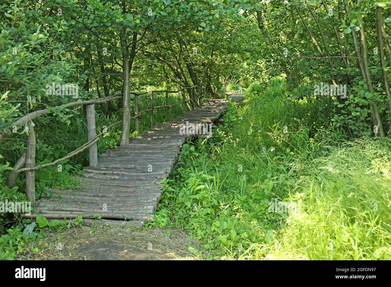Rustic wooden bridge Stock Photo - Alamy