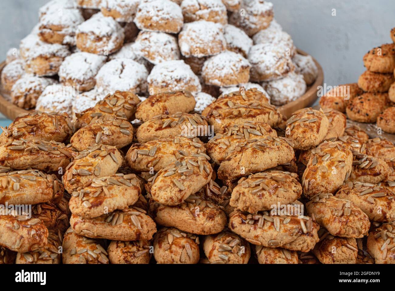 Turkish Cuisine; Crispy fresh biscuits. Cookies are offered for sale at ...