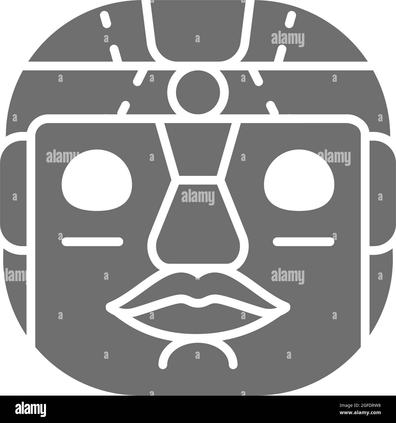 Vector ethnic tribal mask, mayan, aztec grey icon. Symbol and sign ...