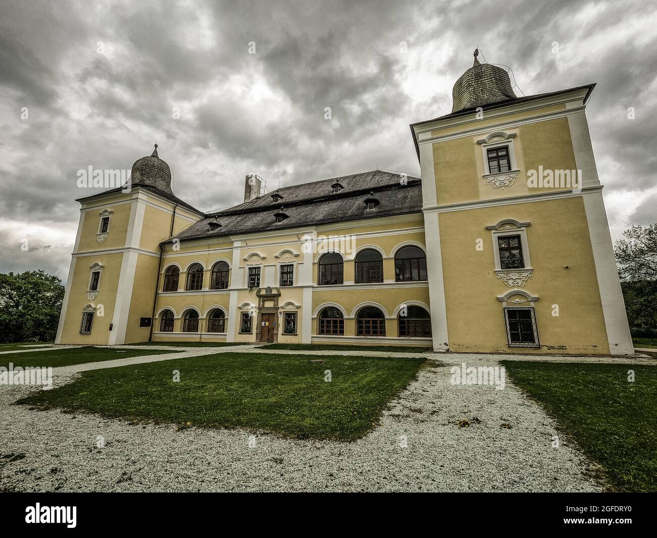 A view of the manor house in the town of Hanusovce nad Toplou in ...