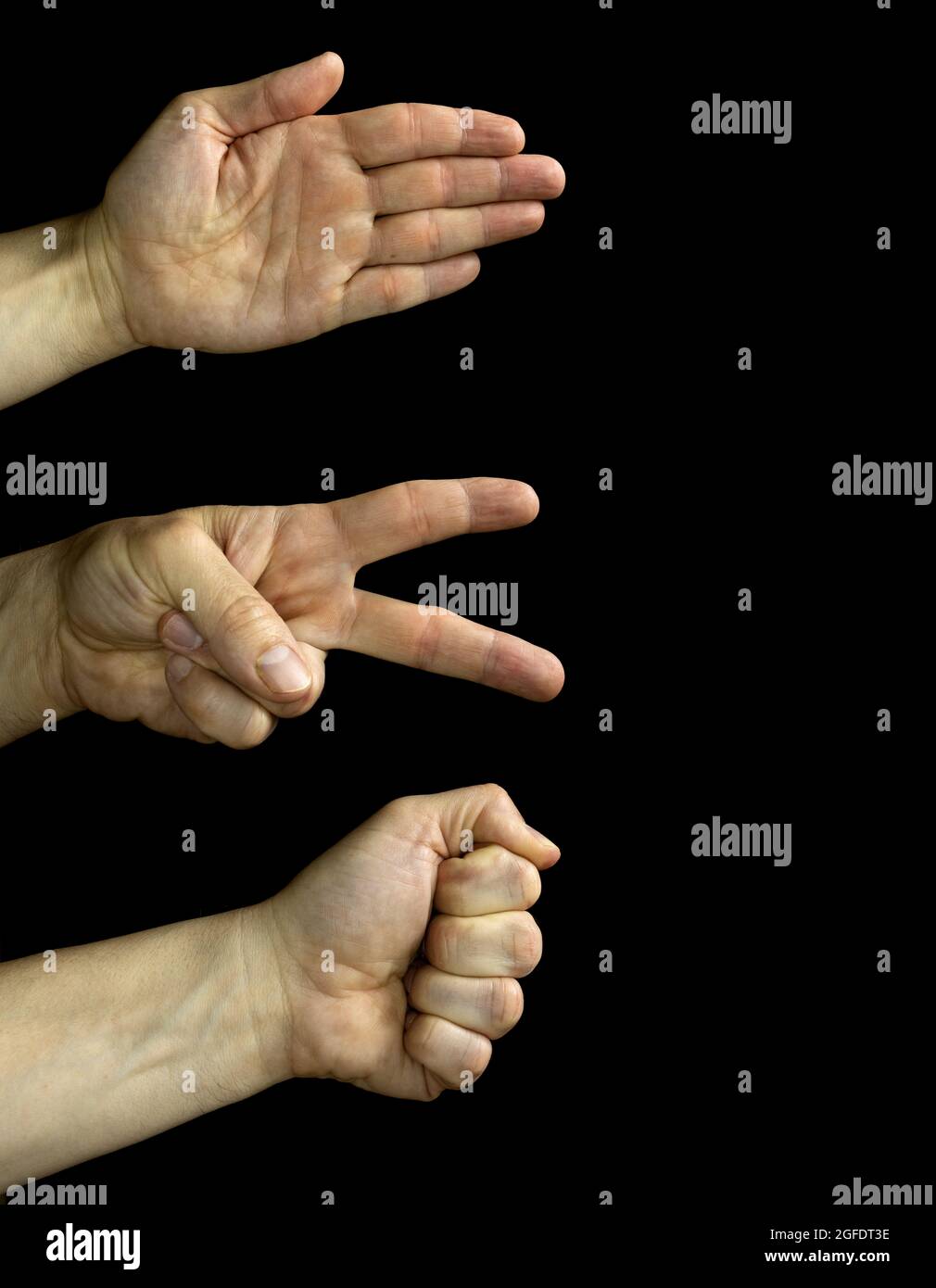 Rock, paper or scissors, also known as chin chan pu, pikach, cachipn ...