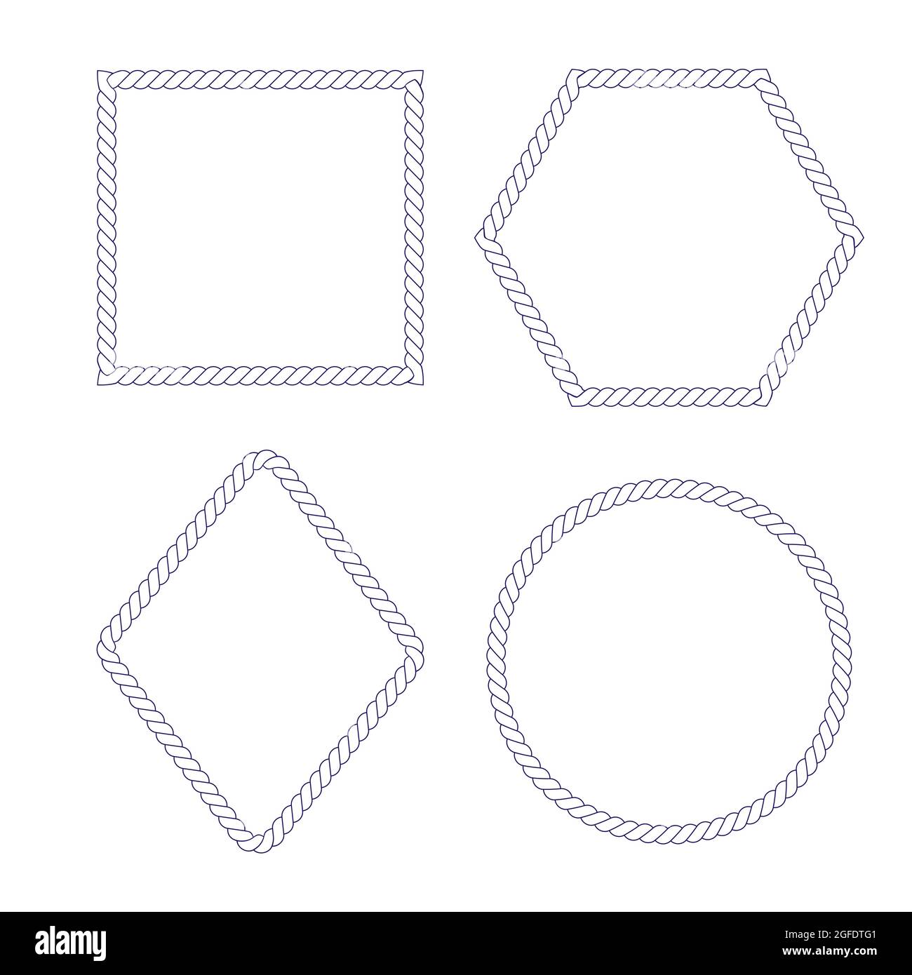 Rope frames set vector illustration. Collection of shapes isolated on ...