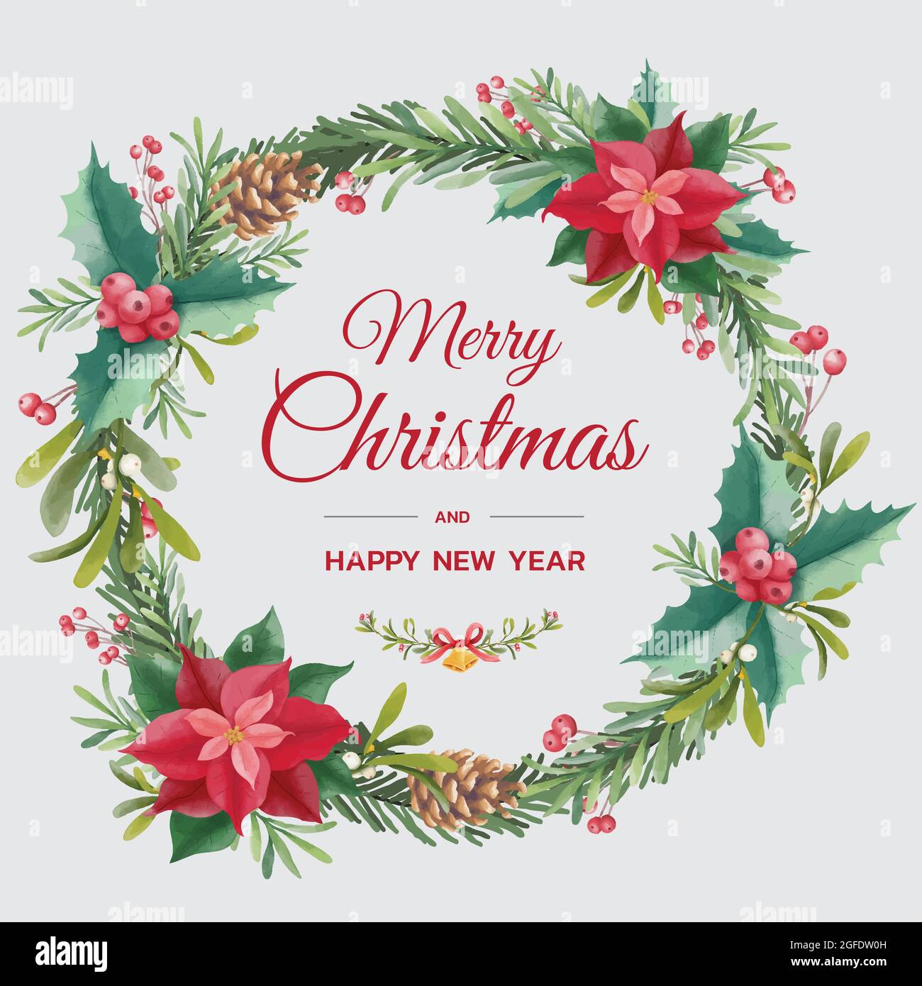 Watercolor christmas floral wreath illustration Stock Vector Image ...