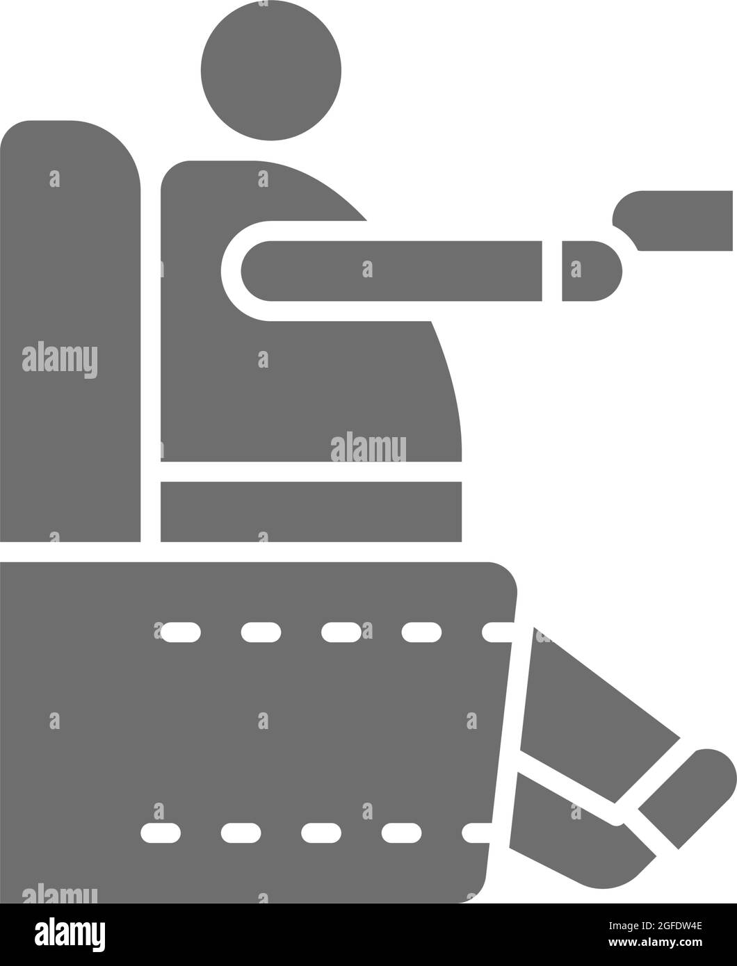 Fat man sitting in chair, obesity, sedentary lifestyle grey icon Stock ...