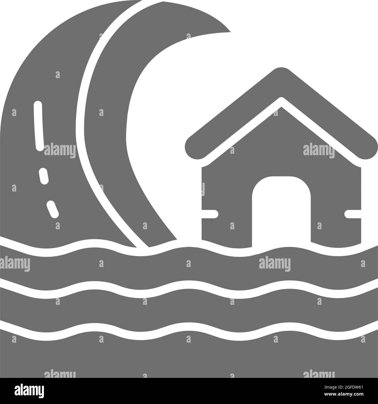 Vector tsunami, storm, flood disaster grey icon Stock Vector Image ...