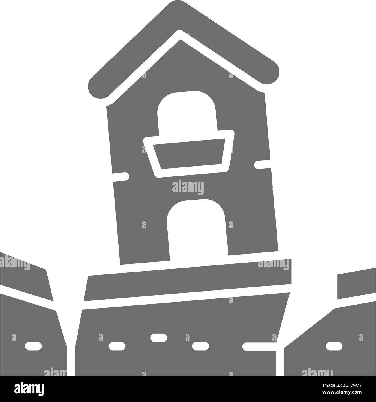 Earthquake, seism, catastrophe, natural disaster grey icon Stock Vector ...