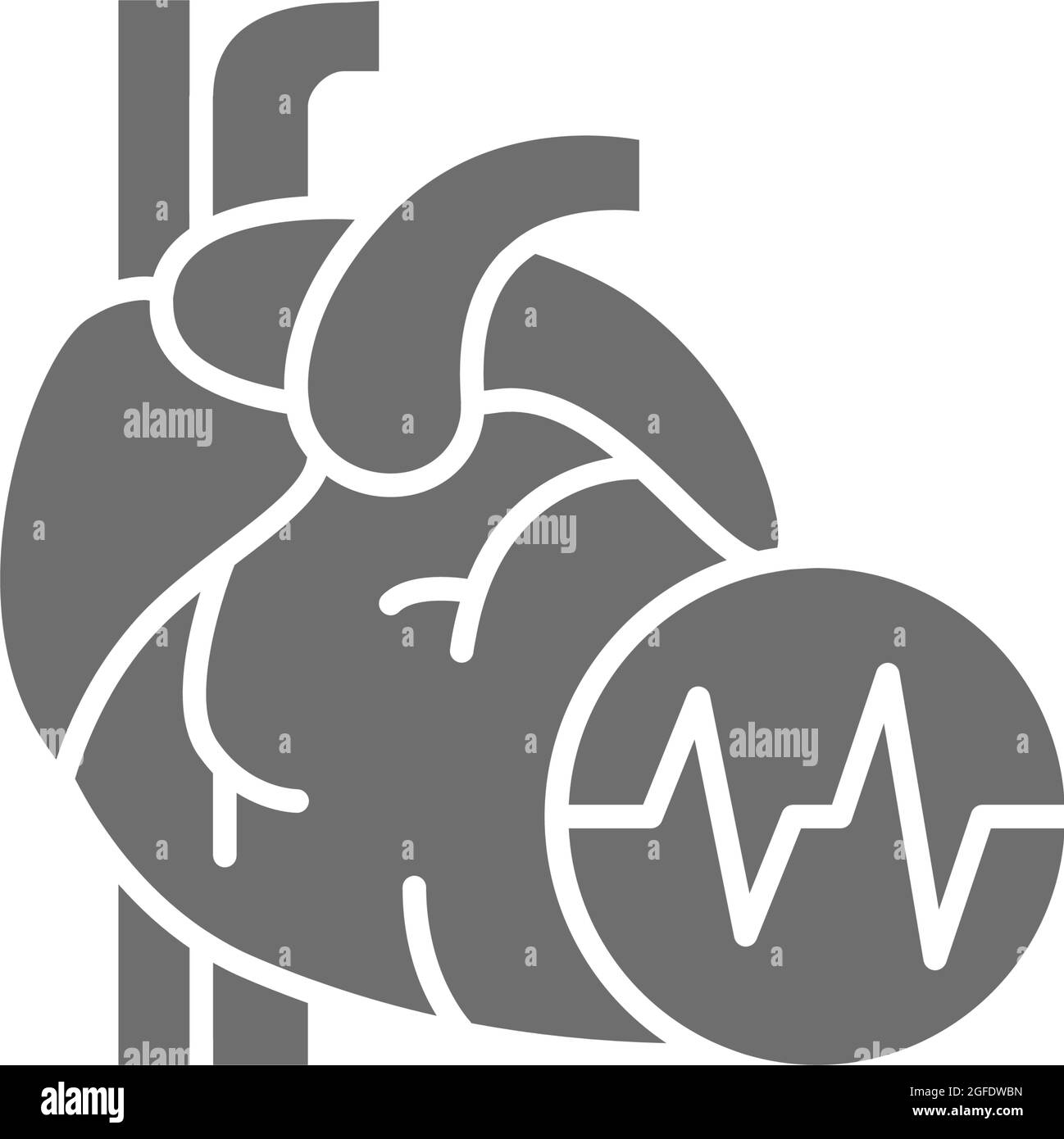 Obesity heart, visceral fat, heart attack grey icon Stock Vector Image ...