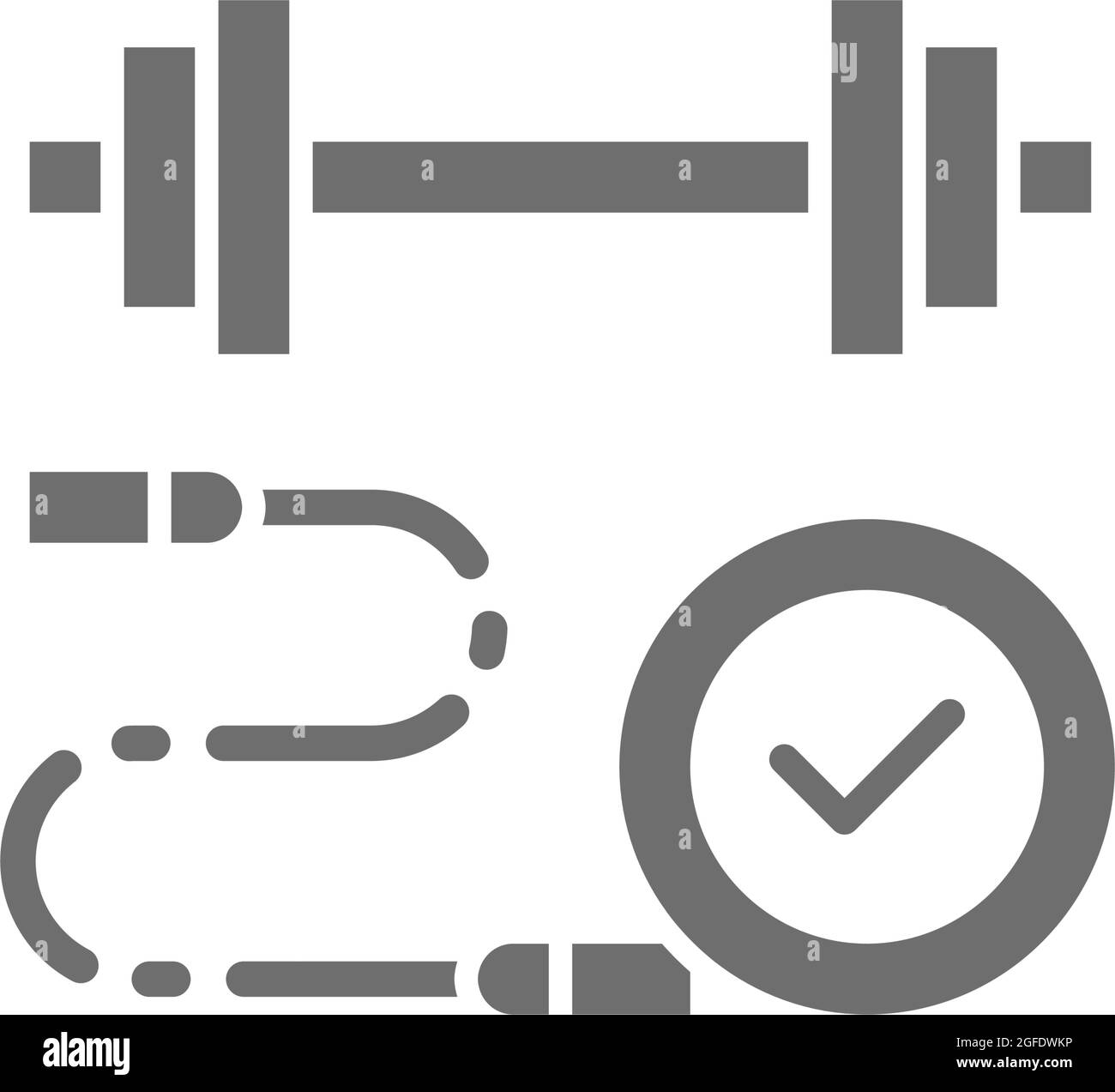 Jump rope with dumbbell, sport, charging grey icon Stock Vector Image ...
