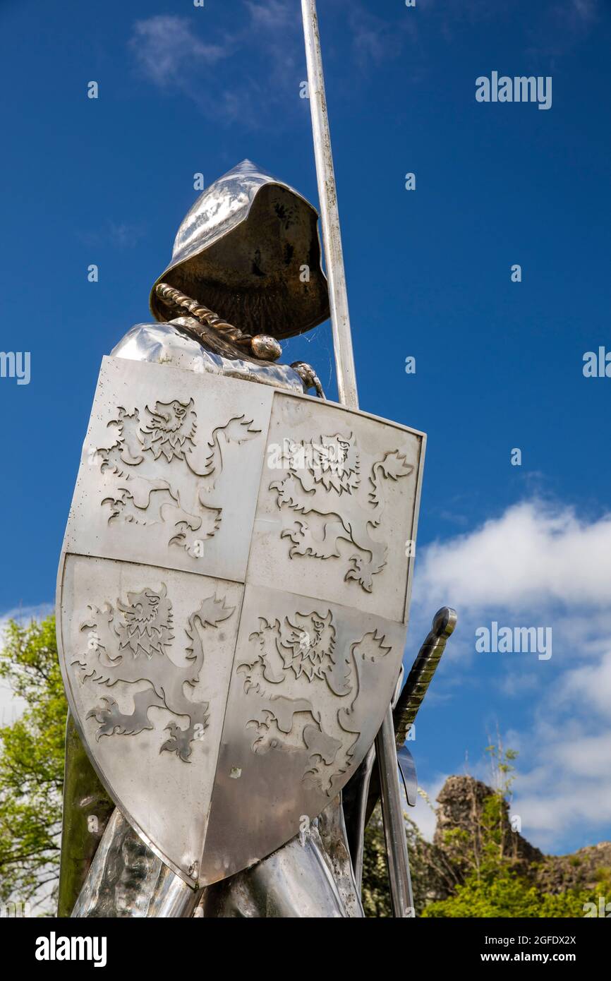 UK, Wales, Carmarthenshire, Llandovery, Castle, stainless steel ...