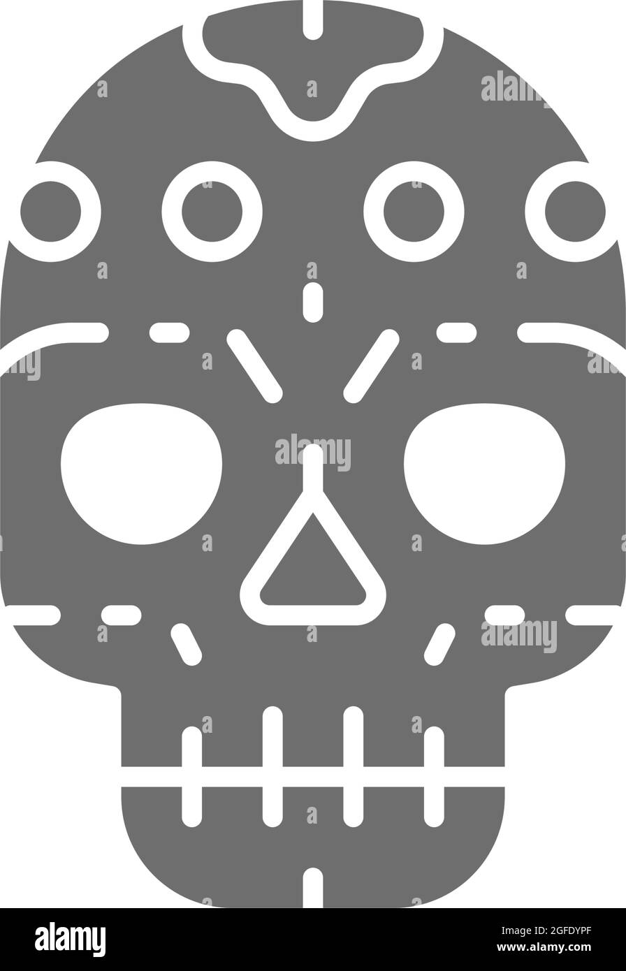 Mexican skull, santa muerte mask, Day of the Dead grey icon Stock ...