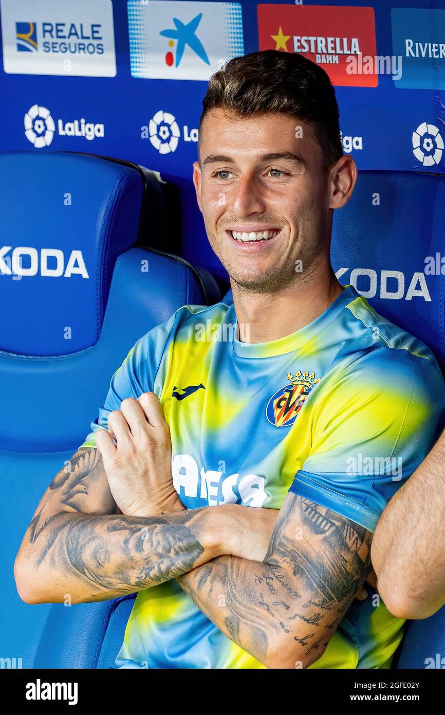 BARCELONA - AUG 21: Dani Raba sits on the bench at the La Liga match ...