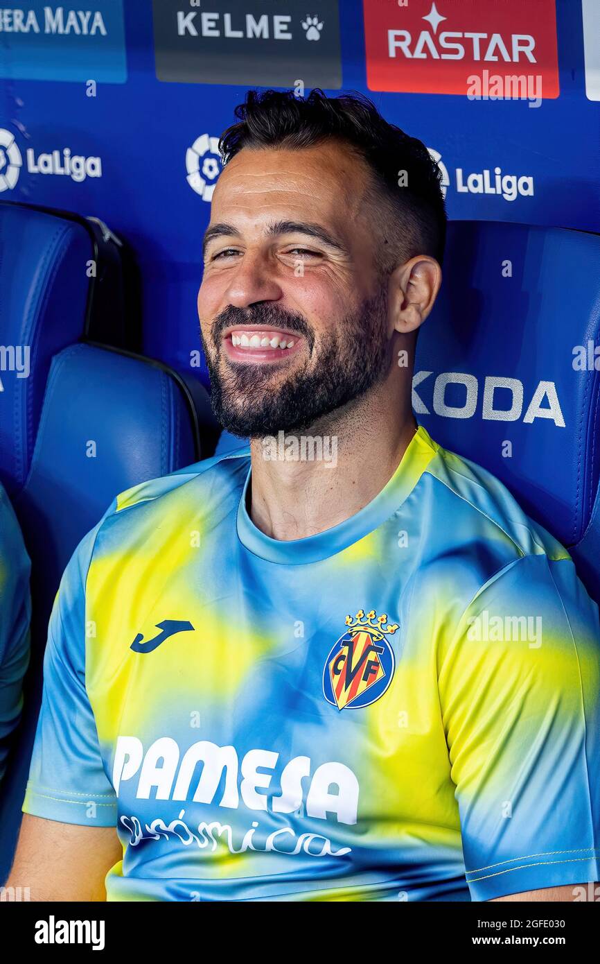 BARCELONA - AUG 21: Mario Gaspar sits on the bench at the La Liga match ...