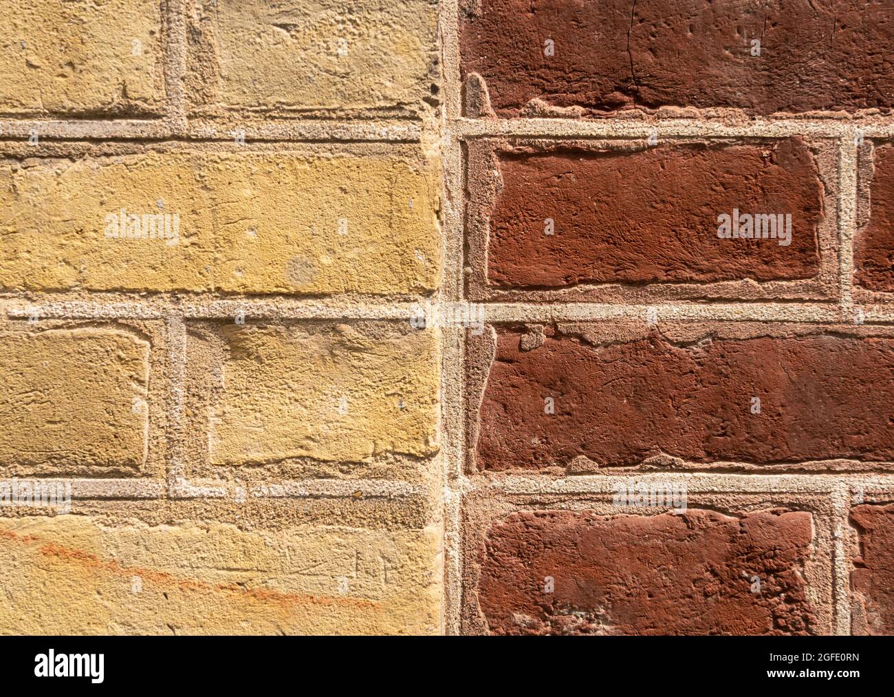 Close up of an old brick wall in Honfleur, France, for an abstract ...