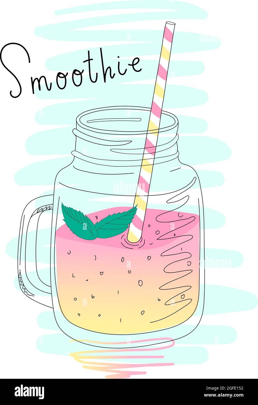 The strawberry banana smoothie vector illustration for your design ...